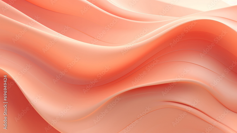 Peachy Elegance: Abstract 3D Waves Background, Trendy Peach Color ...