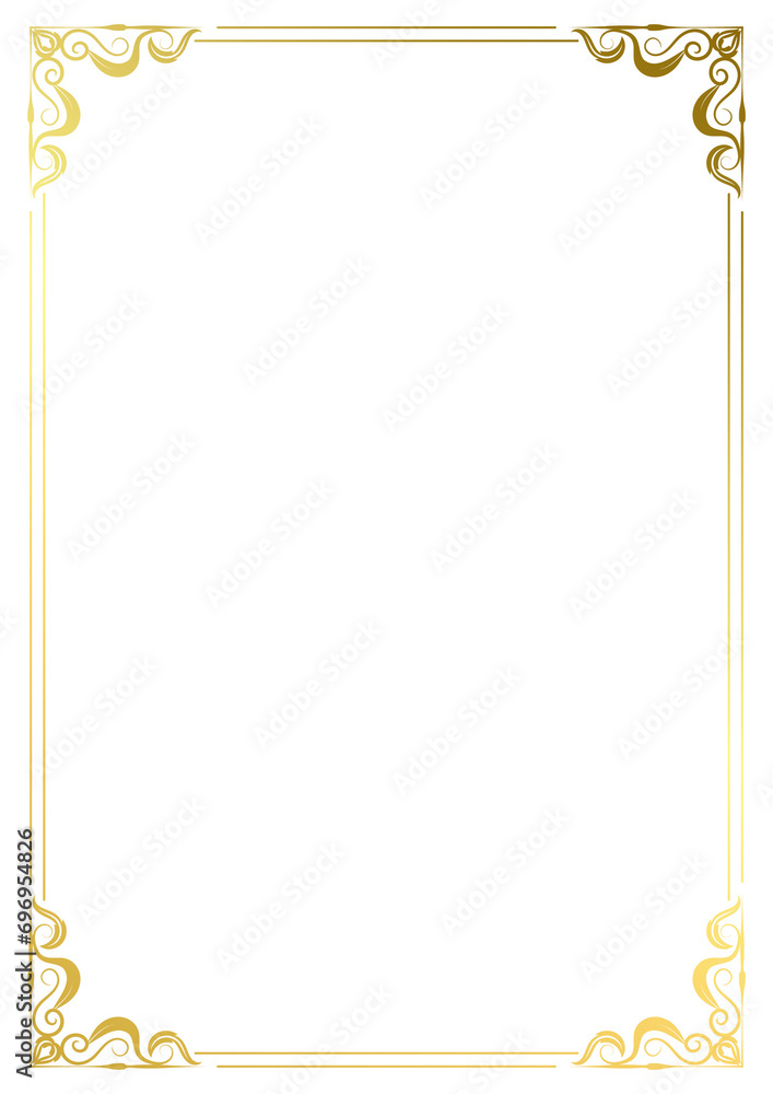 Vintage gold border, A4 size, for decorating paper edges. Stock ...