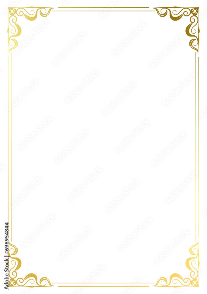 Vintage gold border, A4 size, for decorating paper edges. Stock Vector ...