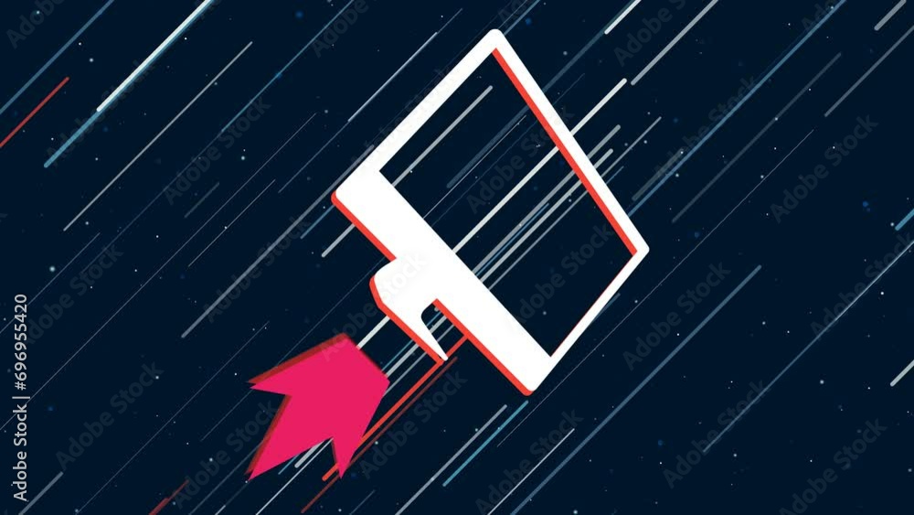 Monoblock symbol flies through the universe on a jet propulsion. The ...