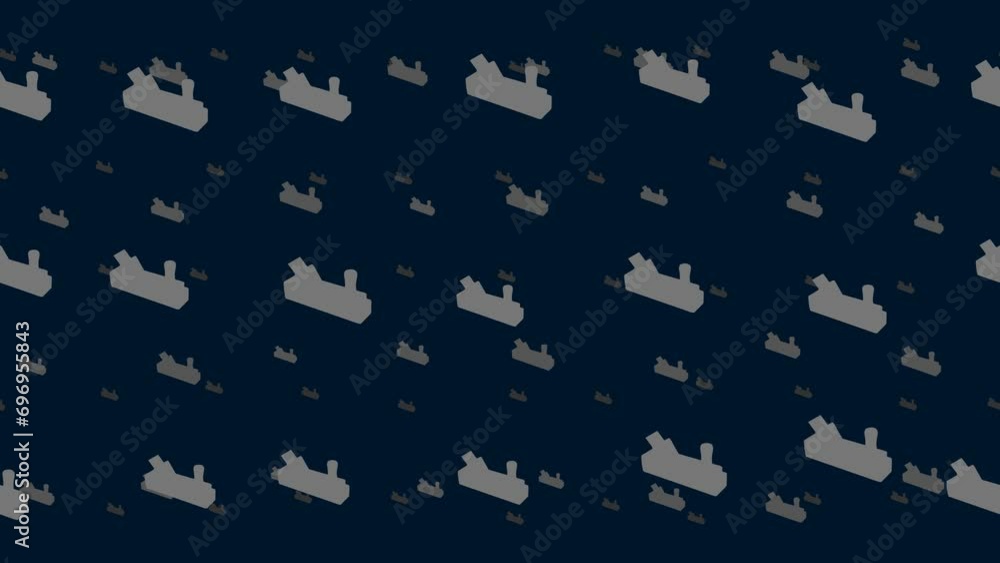 Carpentry planer symbols float horizontally from left to right. Parallax fly effect. Floating ...