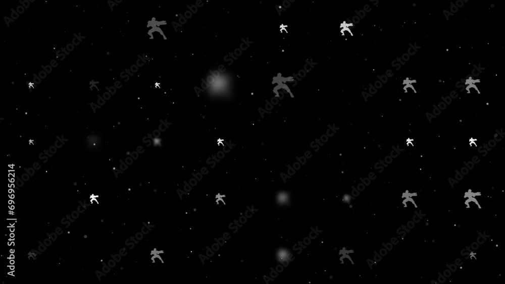 Template animation of evenly spaced combat robots of different sizes ...