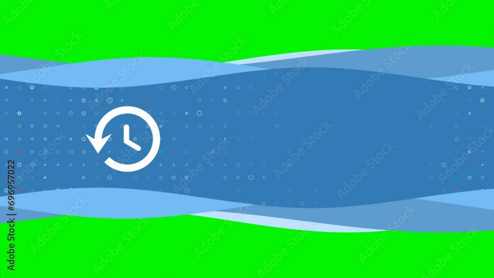 Animation of blue banner waves movement with white time back symbol on ...