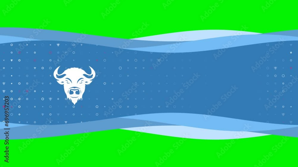 Animation of blue banner waves movement with white buffalo symbol on ...