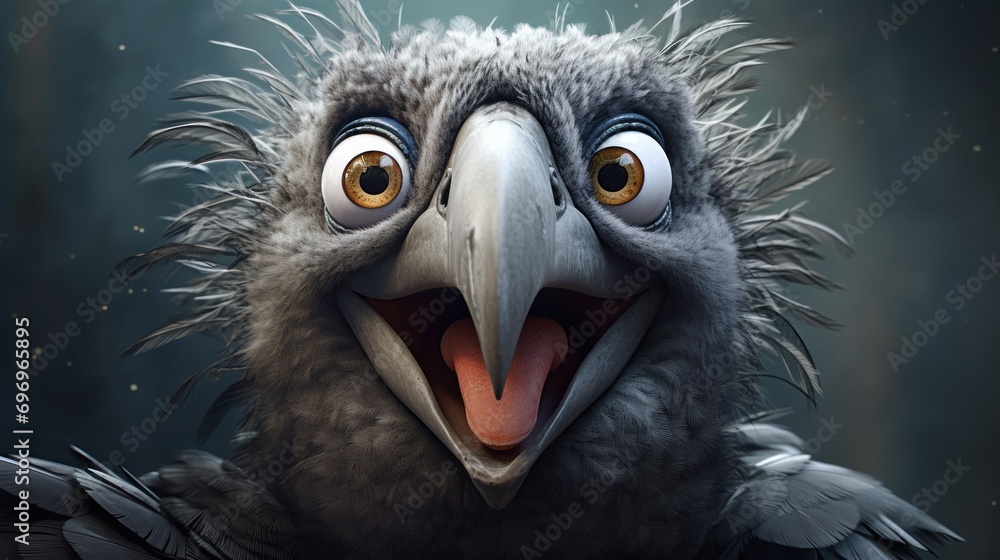 a close up of a bird with a big smile on it's face with its mouth open ...