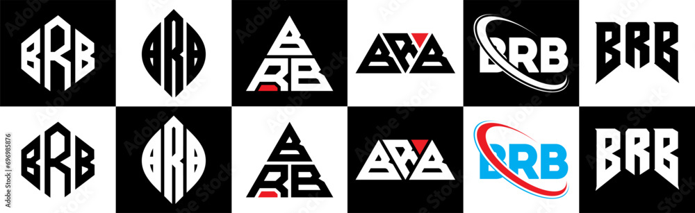 BRB letter logo design in six style. BRB polygon, circle, triangle ...