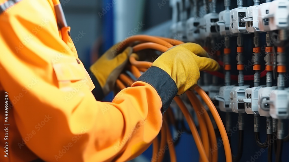 Power cables and instrument cables in cable trench for substa. High ...