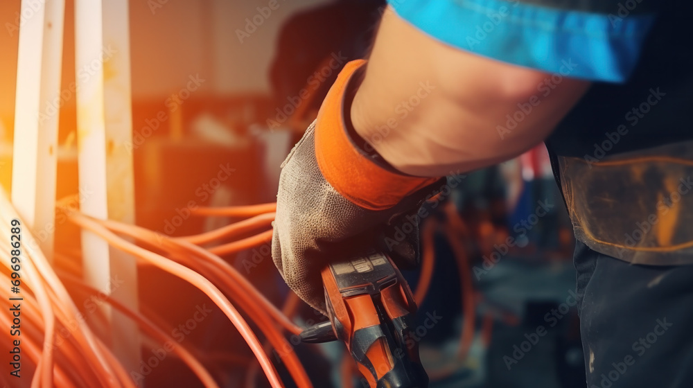 Power cables and instrument cables in cable trench for substa. High ...