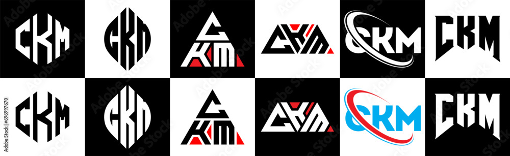 CKM letter logo design in six style. CKM polygon, circle, triangle ...