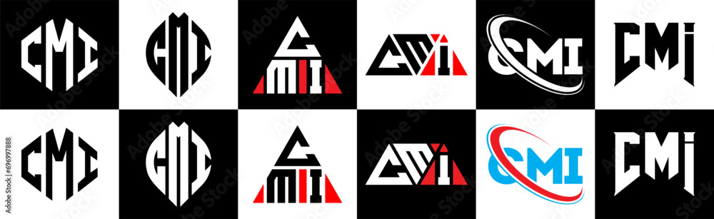CMI letter logo design in six style. CMI polygon, circle, triangle ...