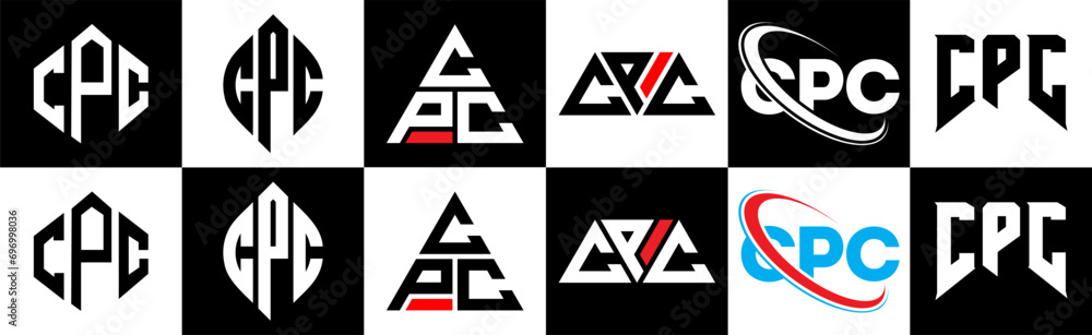 CPC letter logo design in six style. CPC polygon, circle, triangle ...