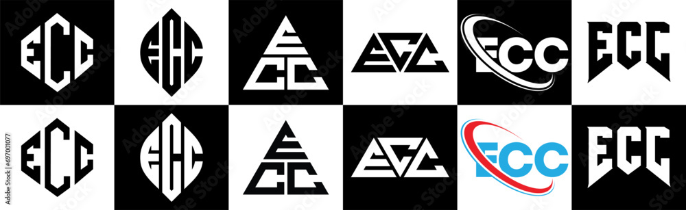 Vecteur Stock ECC letter logo design in six style. ECC polygon, circle ...