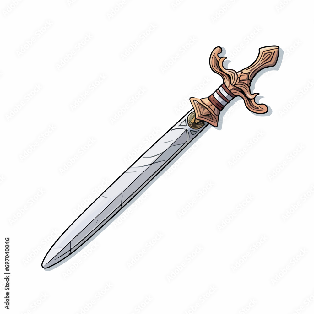 Sword flat vector illustration. Sword cartoon hand drawing isolated ...