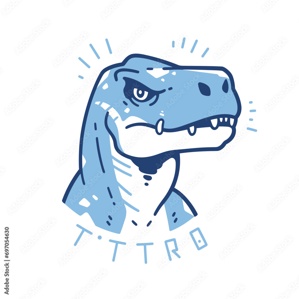 Simple outline illustration of a T-rex dinosaur, vector, children book ...