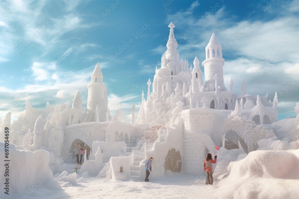 Winter Wonderland Family Fun: Children Engage in Playful Creativity as ...