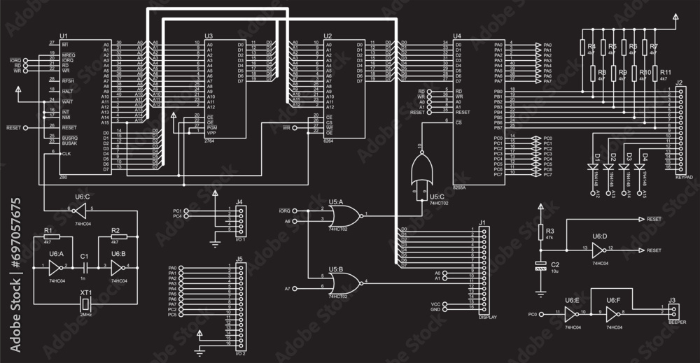 Vector Electrical Circuit Schematic Diagram Of Electronic Device