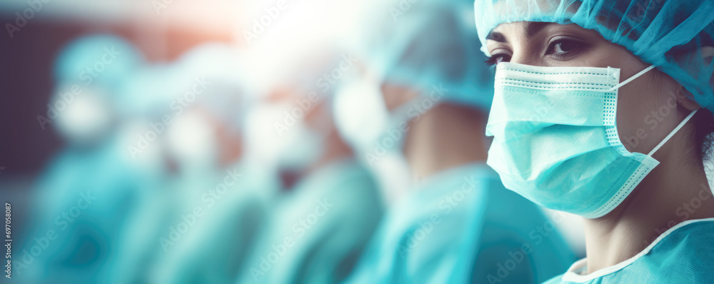Medical doctor ER team, medical clinic room background for emergency ...