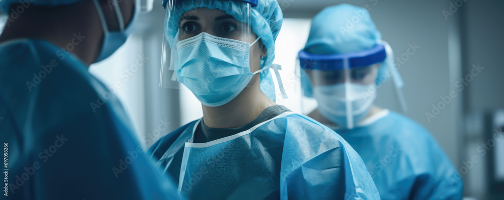 Medical doctor ER team, medical clinic room background for emergency ...