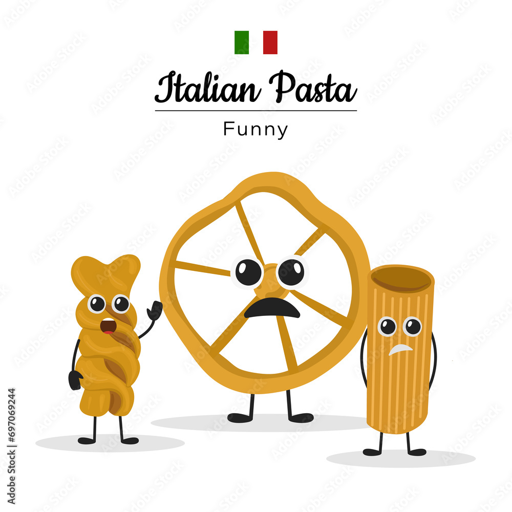Cute character pasta, funny for menus, banners. Doodle pasta characters ...