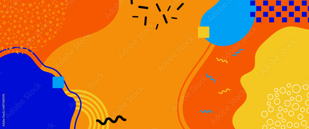 Colorful colourful abstract pop art memphis design. Colour shapes with ...