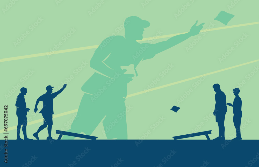 Premium Illustration of cornhole players playing together best for your ...