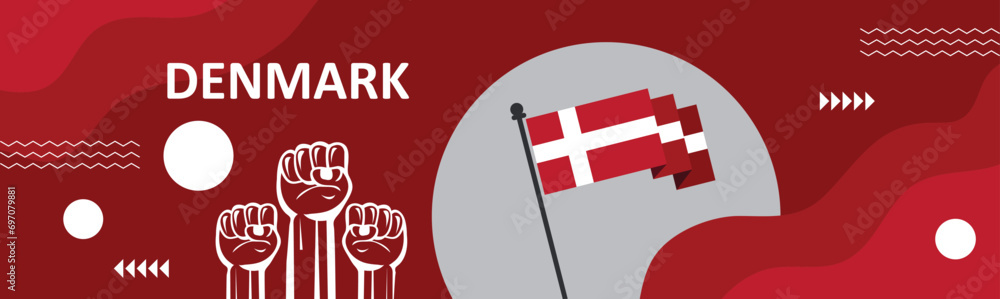 Denmark national day banner design. Danish flag Color background, Happy ...