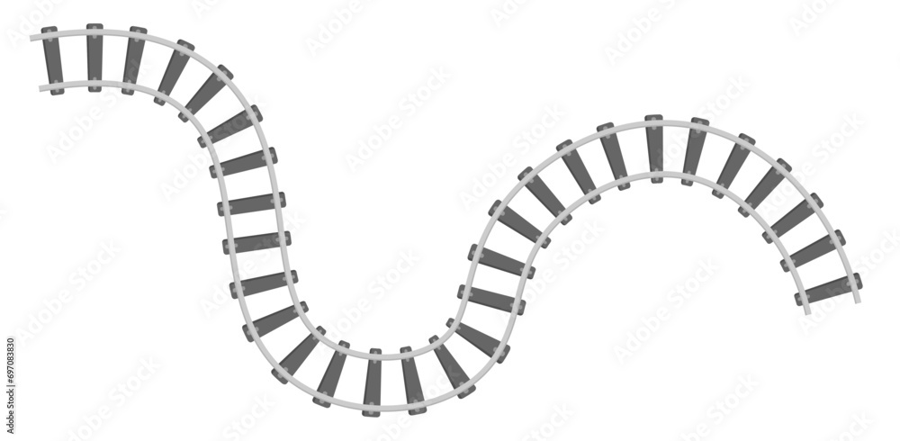 Flat railroad curved train track cartoon illustration decoration Stock ...