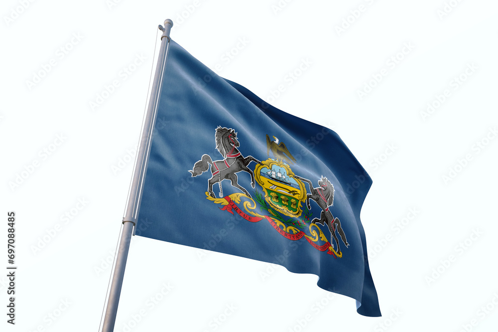 Pennsylvania flag waving isolated on white background Stock ...