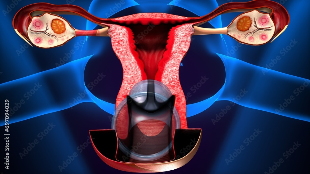 female reproductive, uterus system anatomy. 3d illustration Stock ...