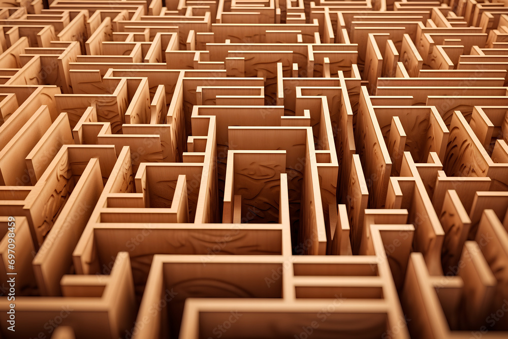 Navigating a maze wall towards an exit point, symbolizing solution ...