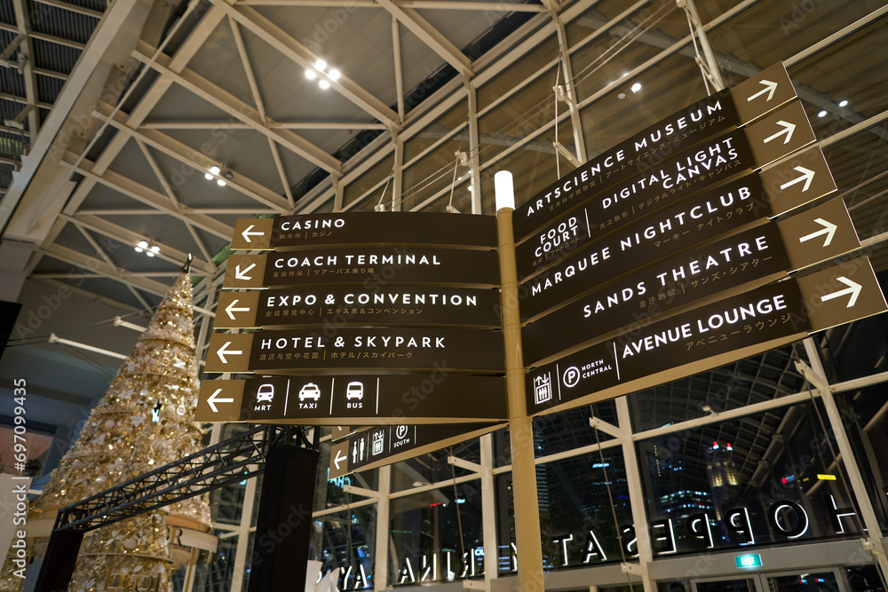 SINGAPORE - NOVEMBER 05, 2023: directional signs as seen inside the ...