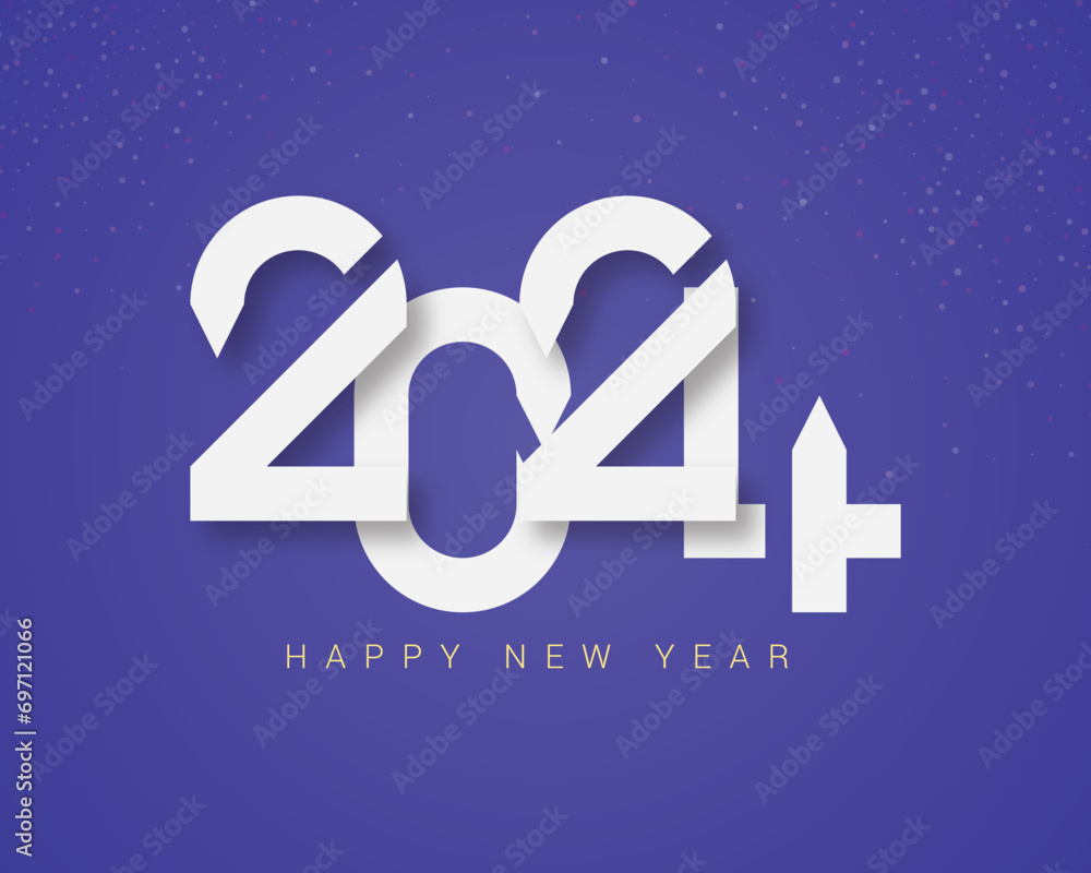 Happy New Year 2024 Typography Text Effect Poster Design Template