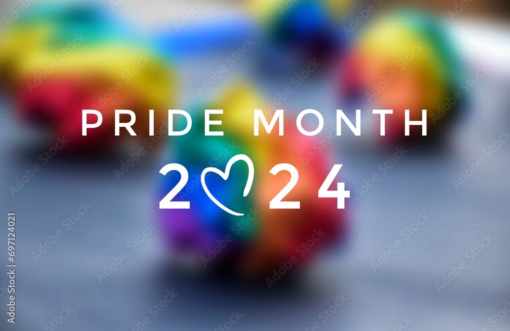 Pride month 2024 on blurred rainbow background, concept for celebration ...