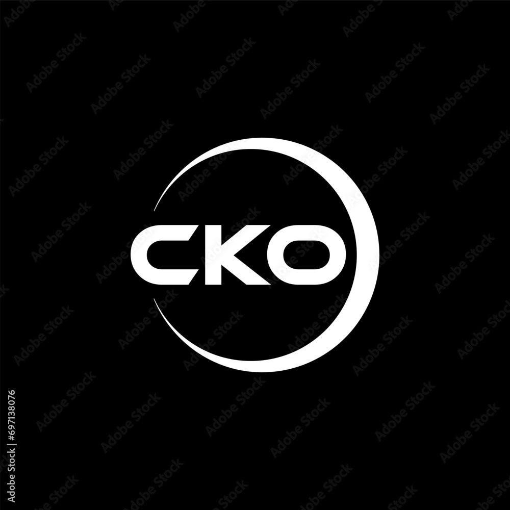 CKO letter logo design with black background in illustrator, cube logo ...