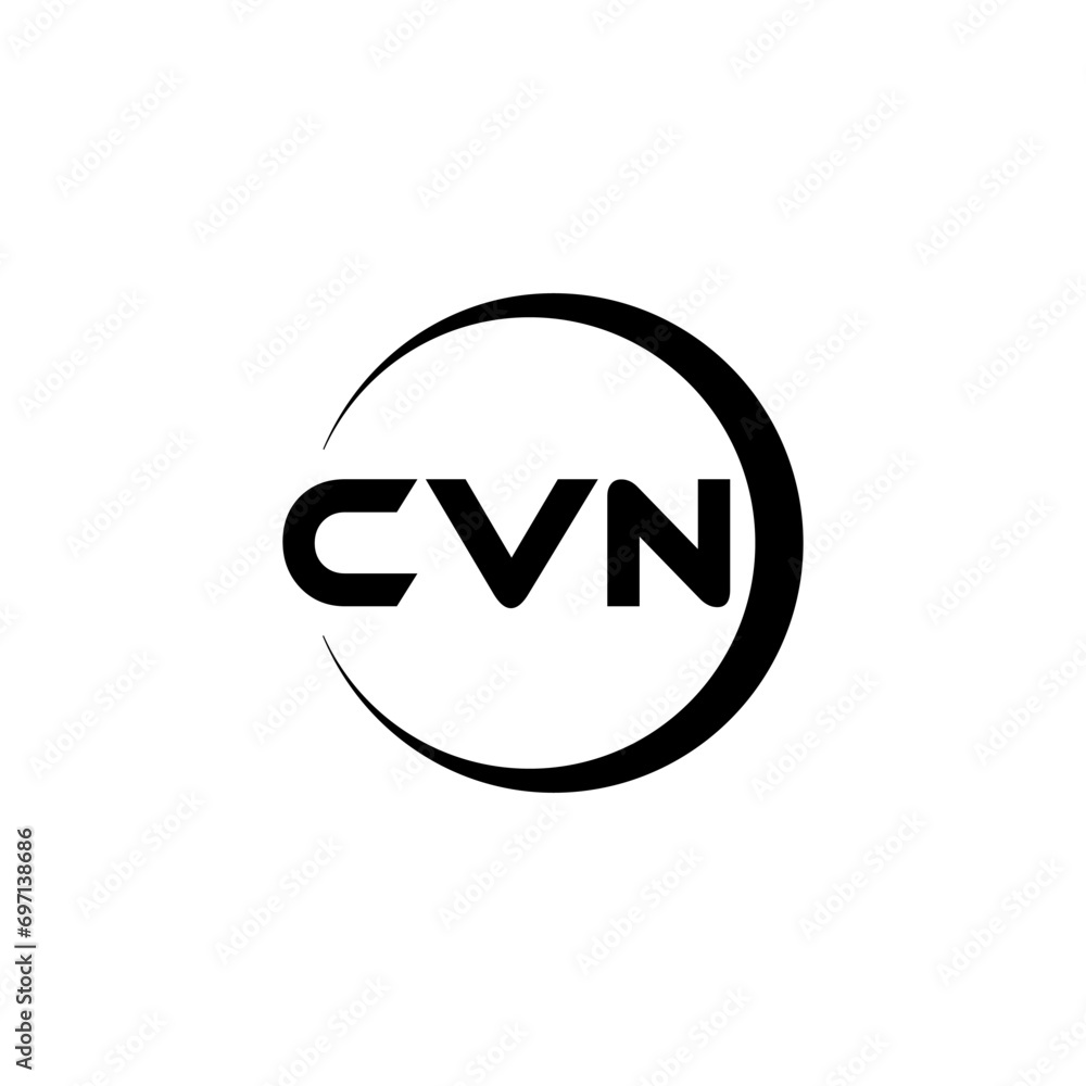 CVN letter logo design with white background in illustrator, cube logo ...