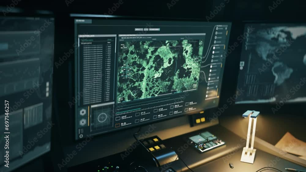 Modern military software tracking target position. Military tracking ...