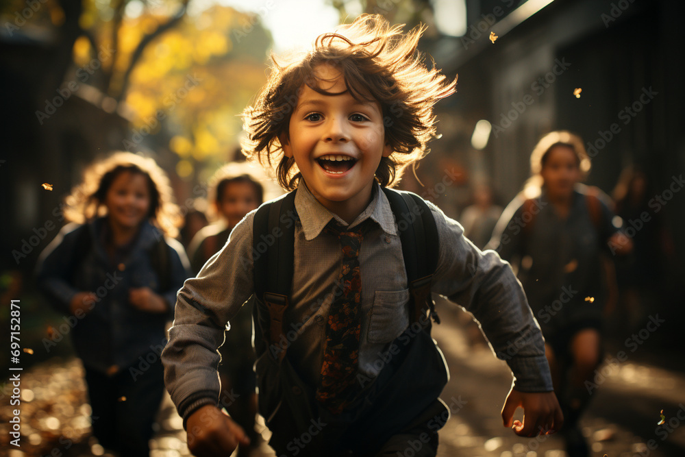 Cinematic shots of kids playing in the schoolyard, emphasizing the ...