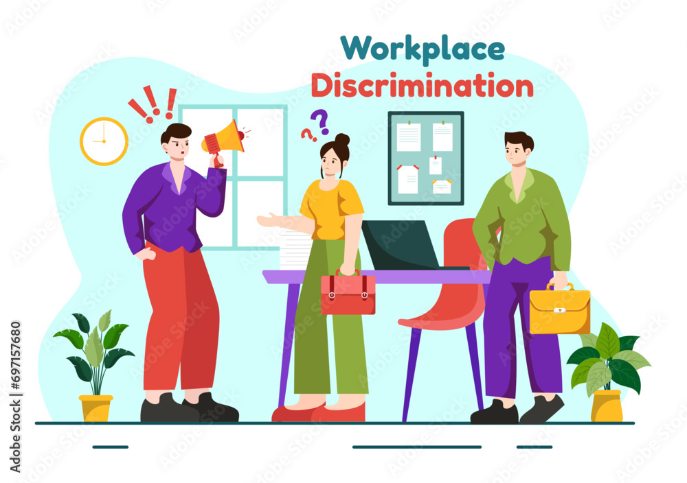 Workplace Discrimination Vector Design Illustration of Employee with ...