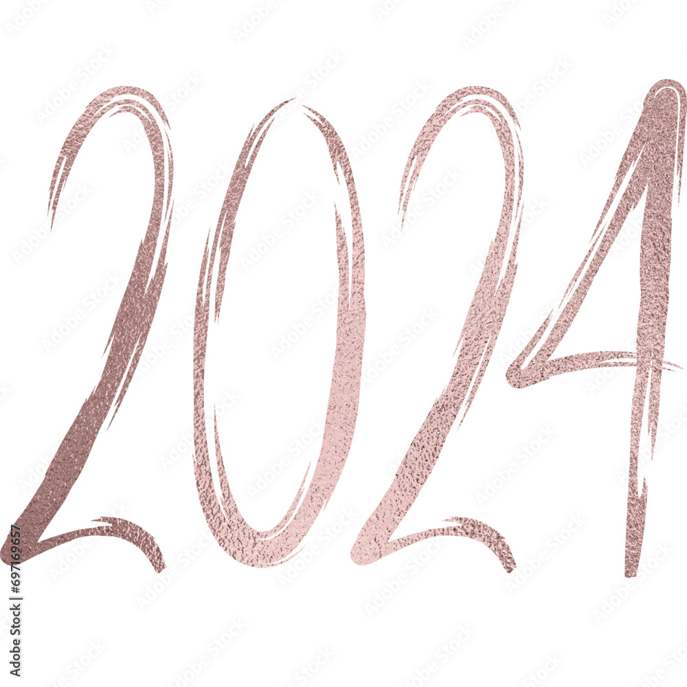 2024 rose gold texture lettering with transparent background Stock ...