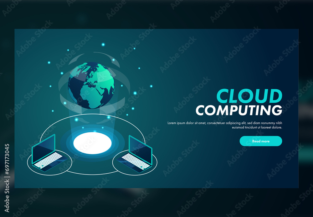 Cloud Computing Concept Based Landing Page, Isometric View of ...