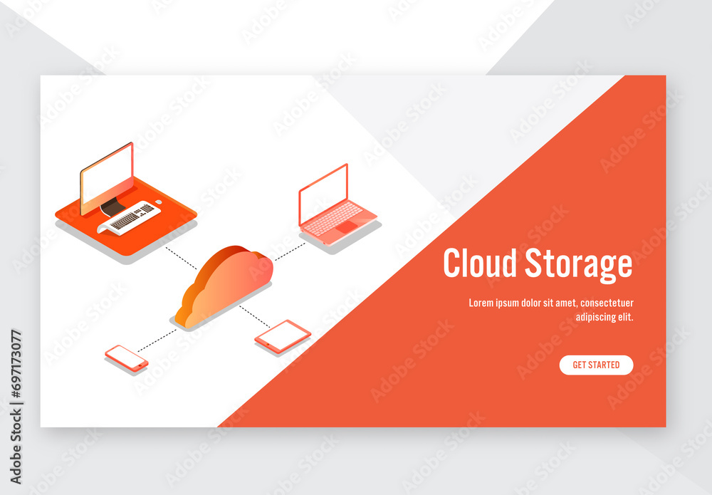 Cloud Storage Concept Based Landing Page Design in Orange and White ...