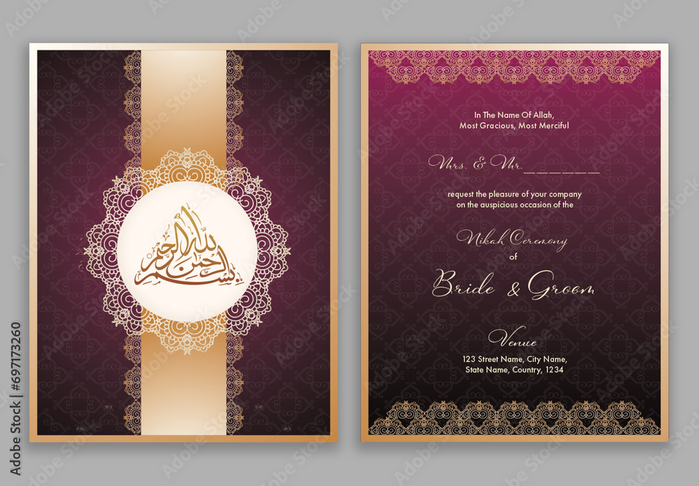 Elegant Islamic Wedding Invitation Cards with Laser Cutting Mandala in ...