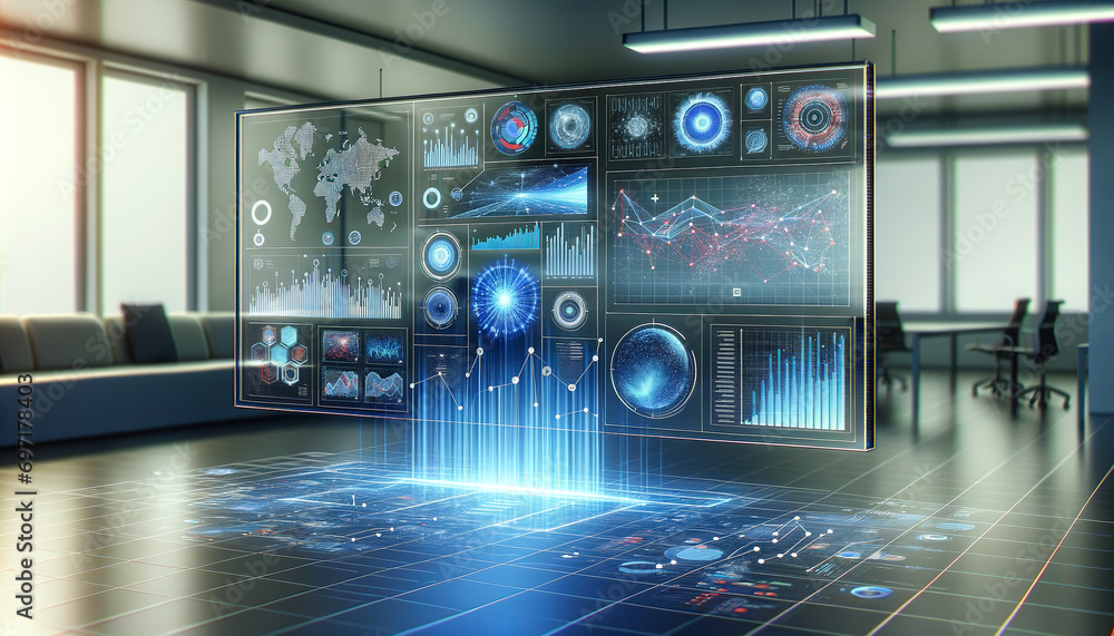 Futuristic AI Analytics Dashboard with Dynamic Data Visualizations ...