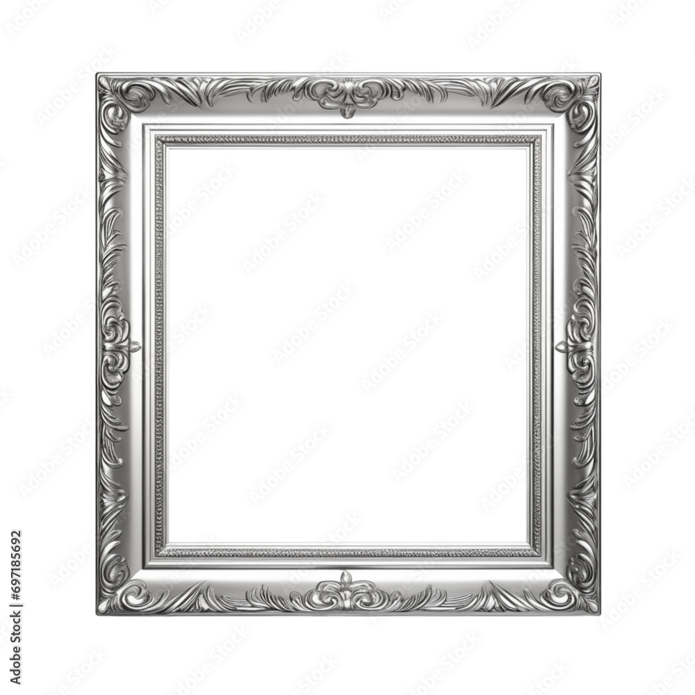 Silver frame border isolated transparent, Generative AI Stock Photo ...