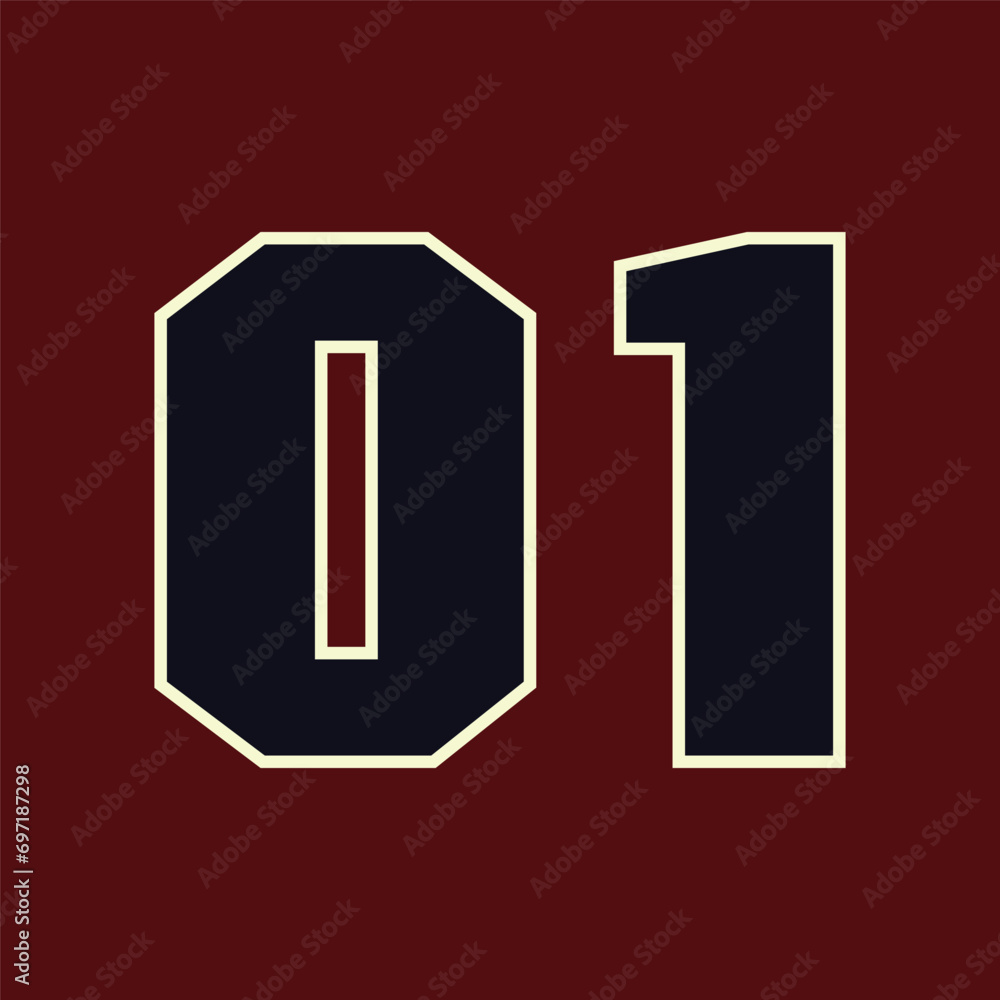 01 Classic Vintage Sport Jersey Uniform numbers in black with a black ...