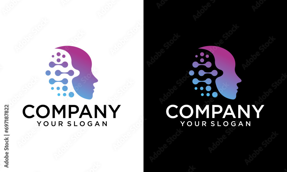 Creative Human Brain Technology Logo design vector icon symbol ...
