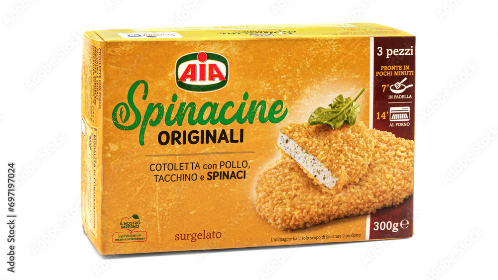 AIA Spinacine,cotoletta con pollo,tacchino e spinaci,frozen cutlet with ...
