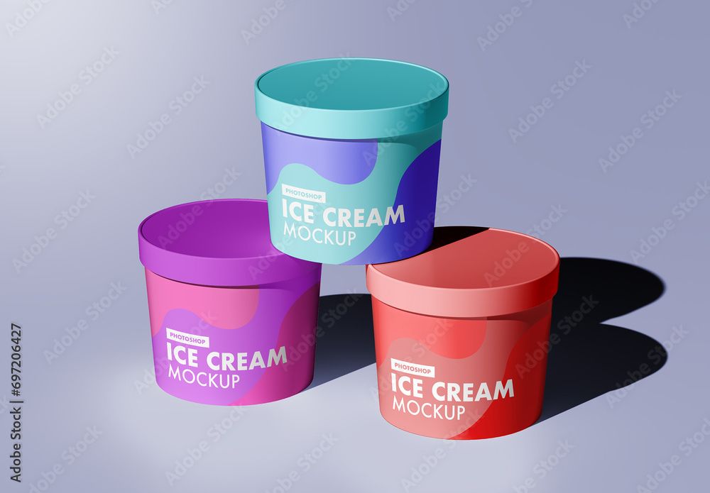 Three Ice Cream Packagings Stock Template | Adobe Stock
