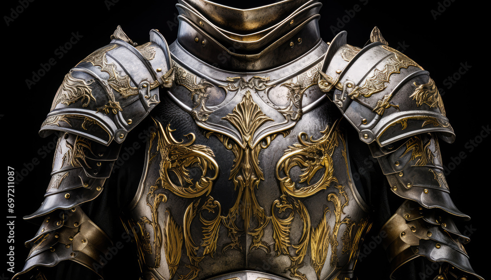 Ancient Knight Is Wearing A Golden Armor With Gold Detailing Stock ...