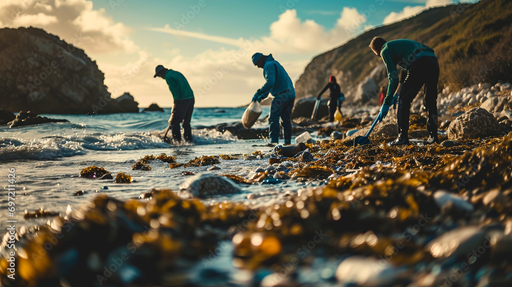 ภาพประกอบสต็อก Ocean Cleanup Crew: A team of dedicated individuals ...